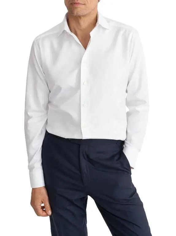 Eton Slim Fit Herringbone Cotton Shirt - White