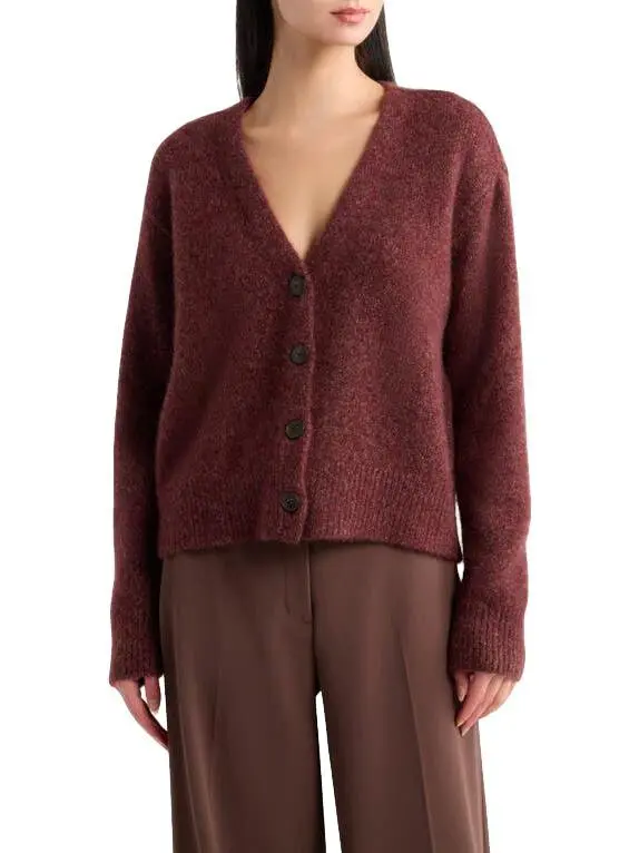 Fleurette Cropped Cashmere & Silk Cardigan - Bordeaux