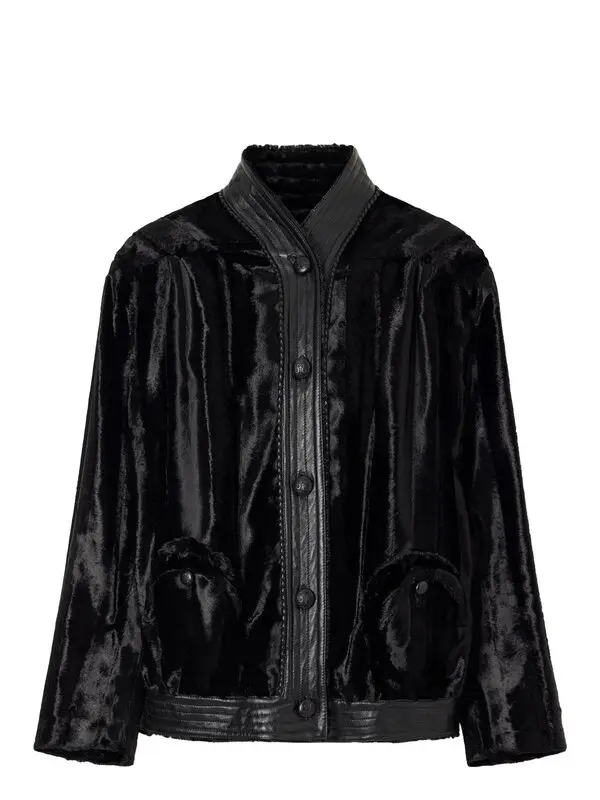 BLAZÉ MILANO Coiba Leather-trimmed Velvet Jacket - Black