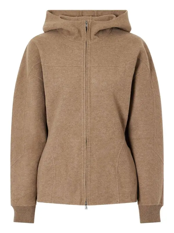 Max Mara Filtro Hooded Wool And Cashmere-blend Zip-up Cardigan - Beige