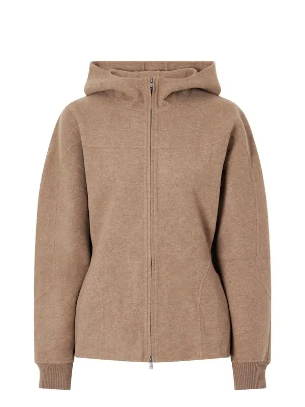 Max Mara Filtro Hooded Wool And Cashmere-blend Zip-up Cardigan - Neutrals