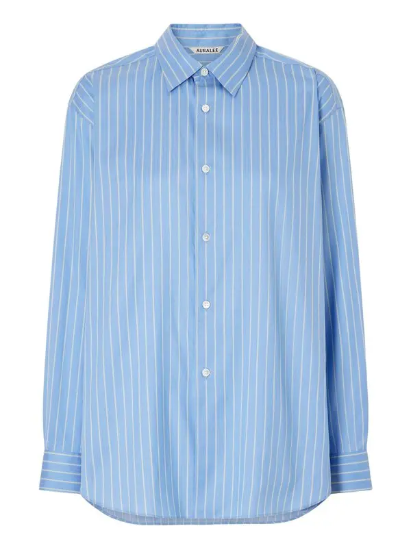 Auralee Striped Cotton And Silk-blend Shirt - Blue