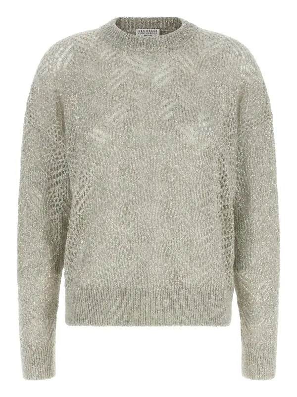 Brunello Cucinelli Dazzling Abstract Leaf' Sweater - Gray