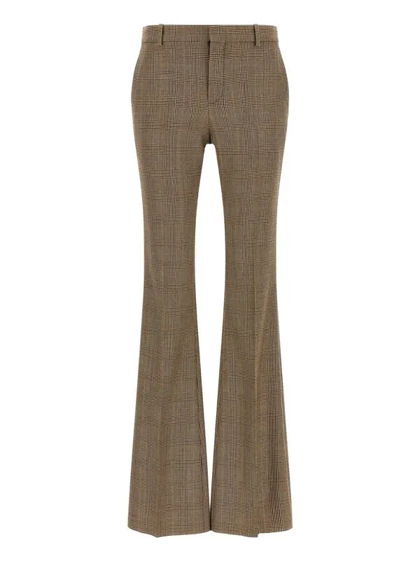 Saint Laurent Prince Of Wales Houndstooth Trousers - Brown