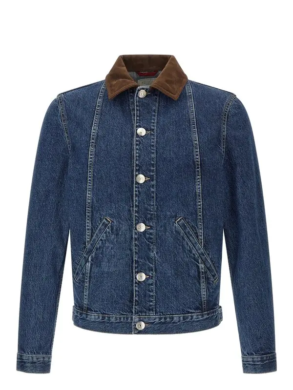 Brunello Cucinelli Denim And Suede Jacket - Blue