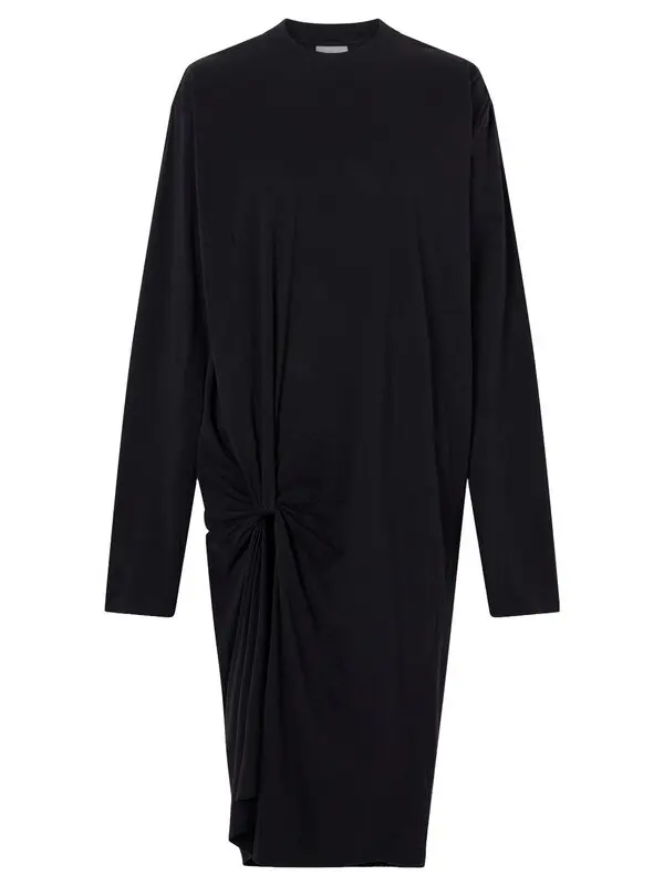 Balenciaga Knotted Draped Cotton-jersey Midi Dress - Black