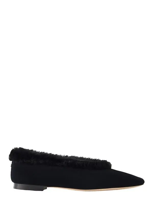 JIMMY CHOO Margot Shearling-trimmed Suede Ballet Flats - Black