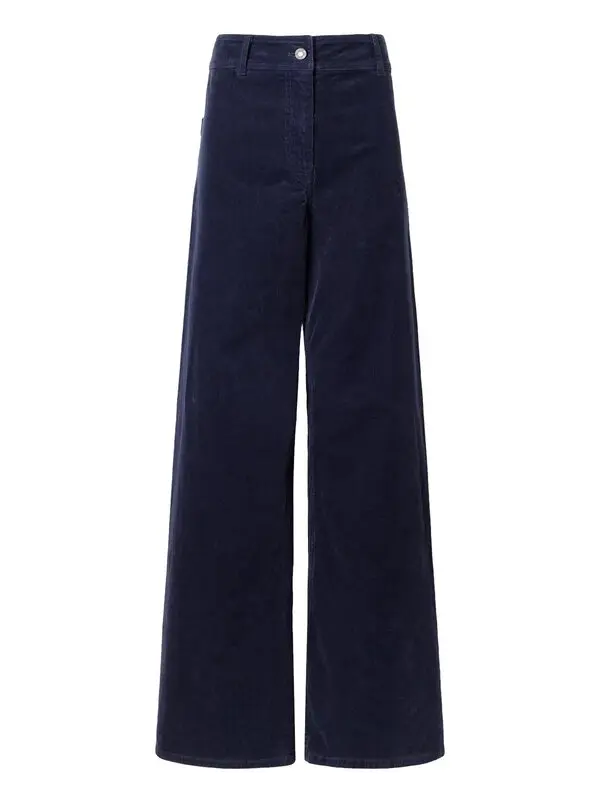 NILI LOTAN Megan Cotton-blend Corduroy Wide-leg Pants - Blue