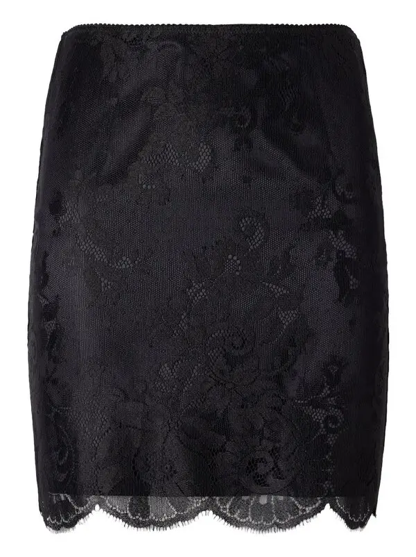 Dolce & Gabbana Scalloped Lace Mini Skirt - Black