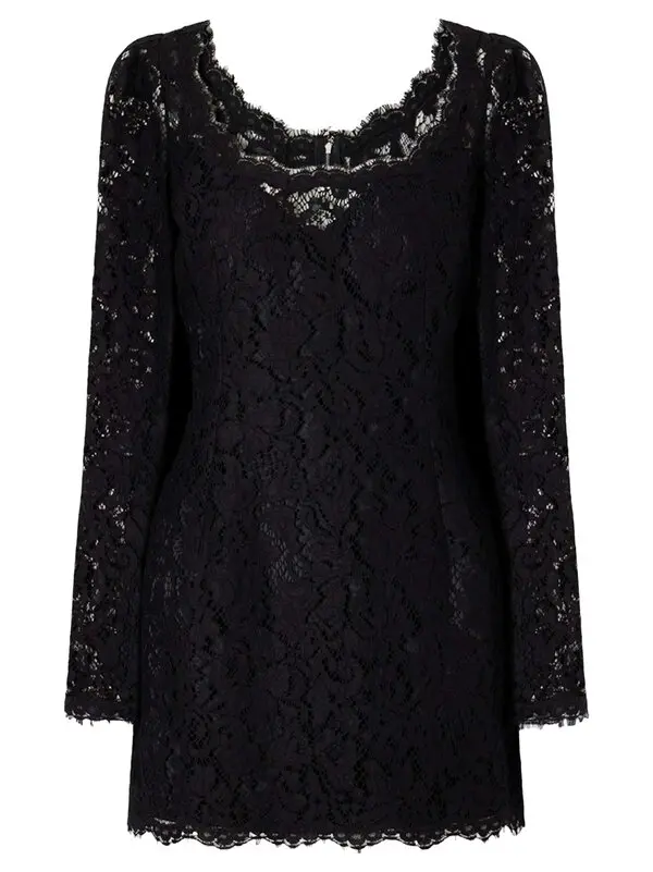 Dolce & Gabbana Corded Lace Mini Dress - Black