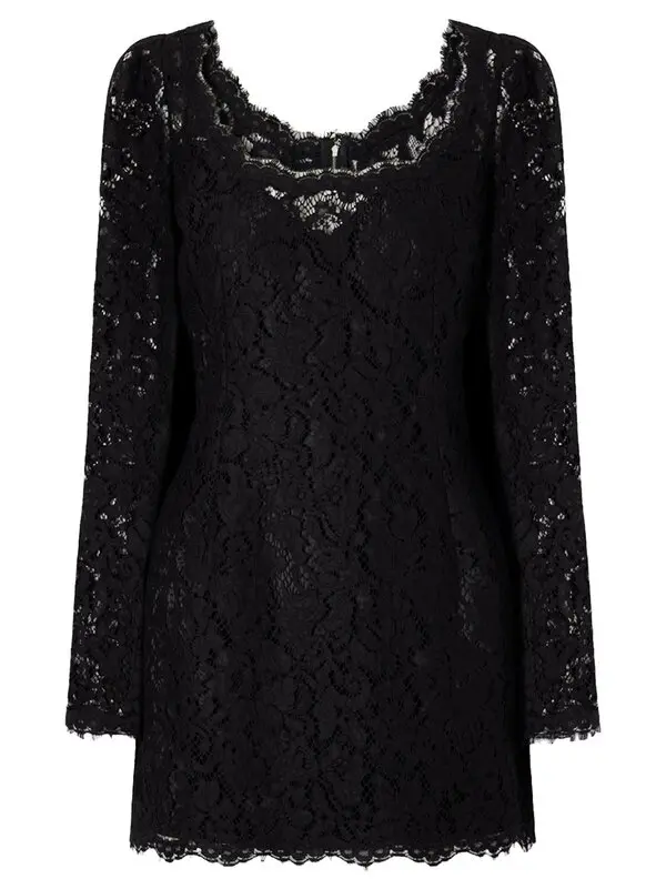 Dolce & Gabbana Corded Lace Mini Dress - Black