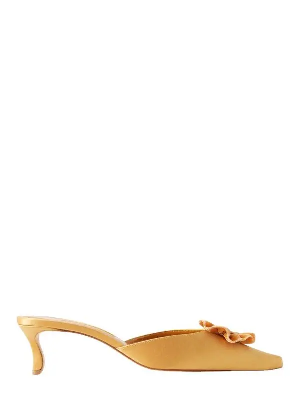 Manolo Blahnik Caulon 50 Velvet-trimmed Satin Pumps - Orange