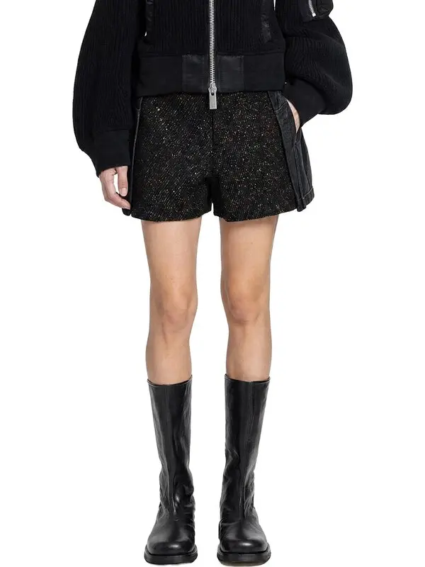 Sacai Nep Tweed X Denim Shorts - Black
