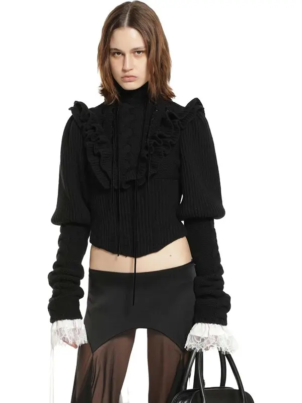 ANN DEMEULEMEESTER Liva Cropped Sweater - Black