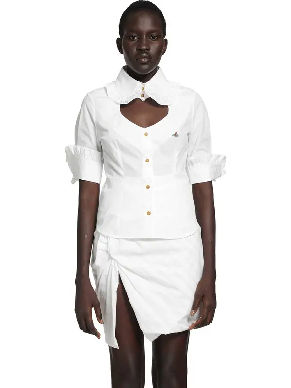 VIVIENNE WESTWOOD Toulouse Frill Short Sleeve Shirt - White