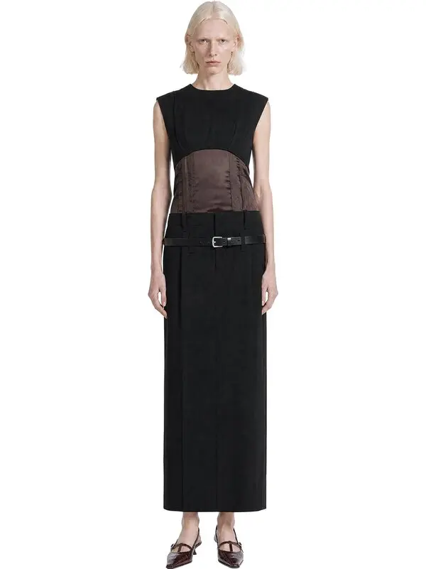 Marni Contrast Wool And Satin Dress - Black
