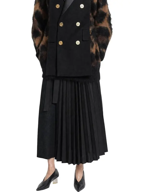 Sacai Double-faced Herringbone X Suiting Skirt - Black