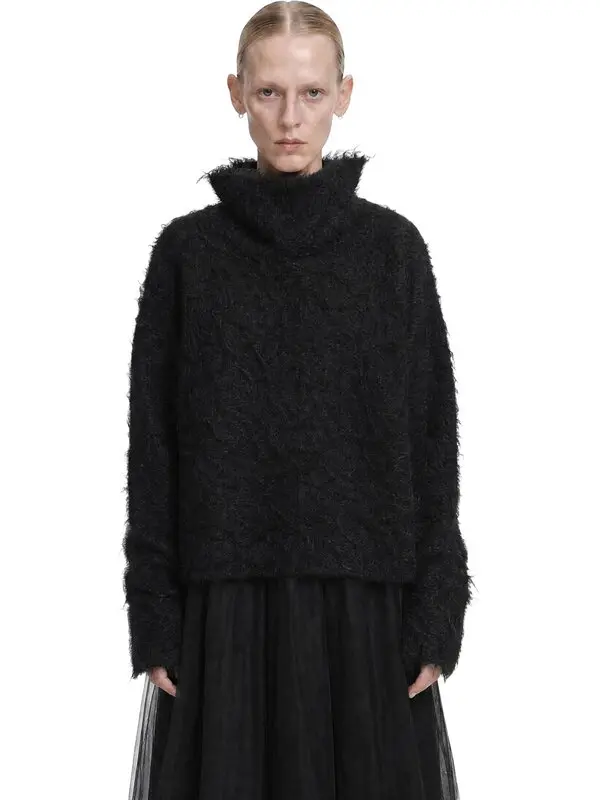 MARC LE BIHAN Fluffy Mohair Turtleneck Sweater - Black