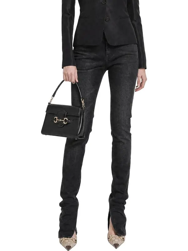 Gucci Fitted Stretch Cotton Denim Pants - Black