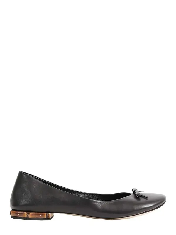 Gucci Leather And Bamboo Ballerinas - Black