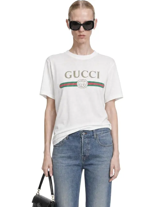 Gucci Cotton Jersey And Silk T-shirt - White