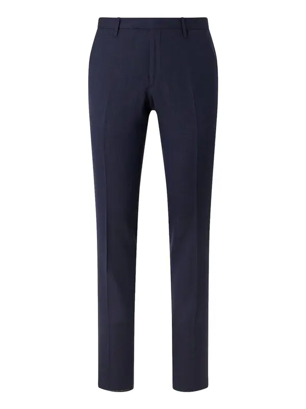 Mr P. Straight-leg Wool, Silk And Linen-blend Trousers - Blue