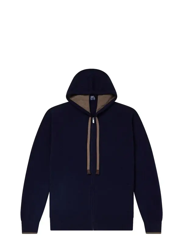 Fedeli Davis Cashmere Zip-up Hoodie - Blue