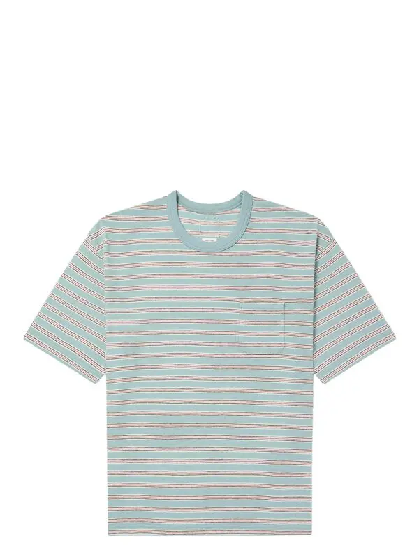 Visvim Jumbo Border Striped Wool And Cotton-blend T-shirt - Green
