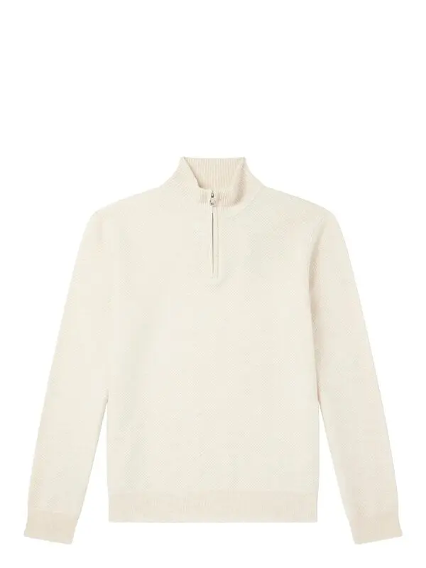 Mr P. Wool And Cashmere-blend Half-zip Sweater - Neutrals