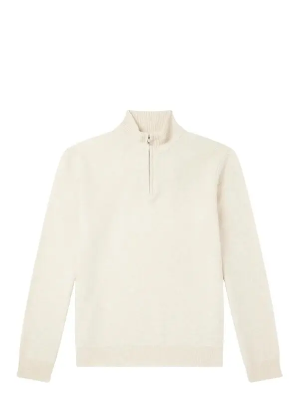 Mr P. Wool And Cashmere-blend Half-zip Sweater - Neutrals