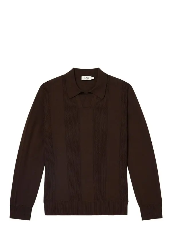 Altea Virgin Wool Polo Sweater - Brown