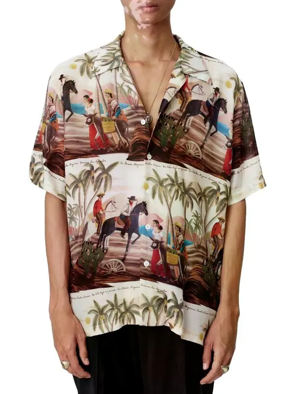 ENDLESS JOY Bandito Graphic-print Short-sleeve Shirt - Neutrals