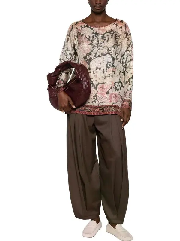 PIERRE-LOUIS MASCIA Floral-print Silk Top - Neutrals