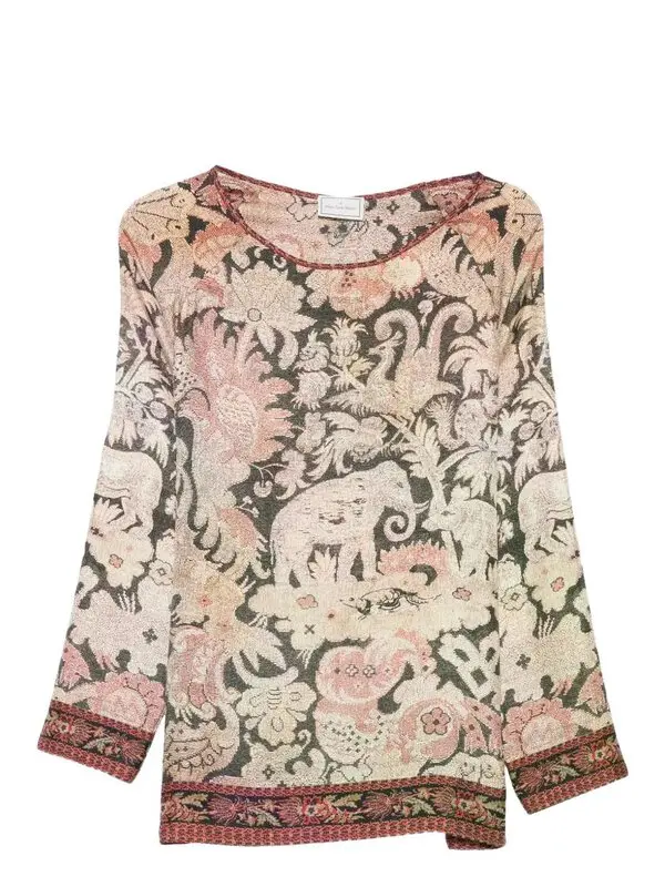 PIERRE-LOUIS MASCIA Floral-print Silk Top - Neutrals