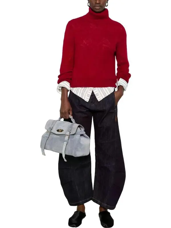 BEYOU Ribbed-knit Roll-neck Sweater - Red