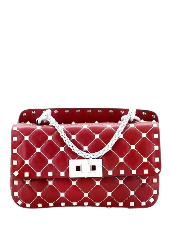 Valentino Garavani Free Rockstud Spike Flap Bag Quilted Leather Small Shoulder Bag - Red