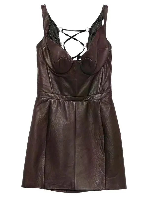 MARIA LUCIA HOHAN Rika Lace-up Leather Mini Dress - Brown