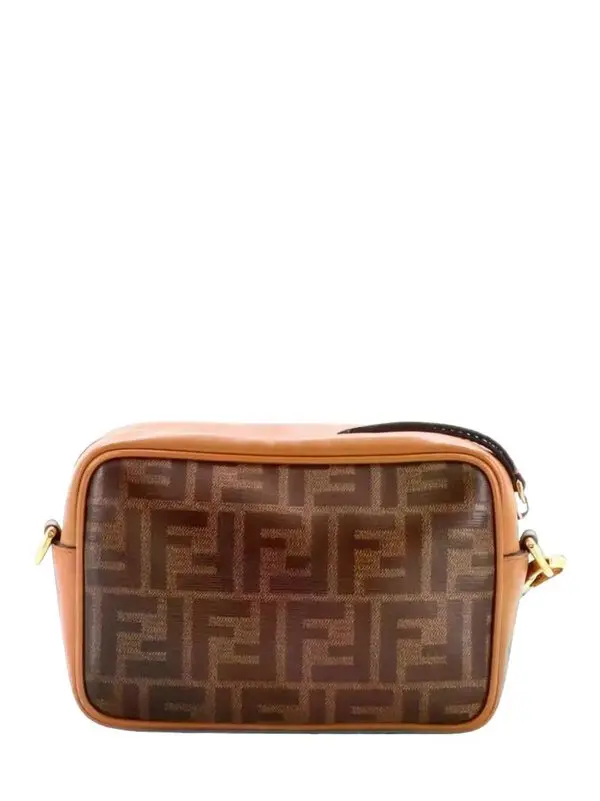 Fendi Ff Logo Stamp Camera Bag Zucca Coated Canvas Mini Crossbody Bag - Brown