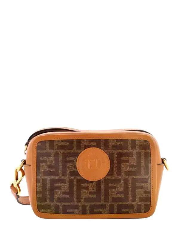 Fendi Ff Logo Stamp Camera Bag Zucca Coated Canvas Mini Crossbody Bag - Brown