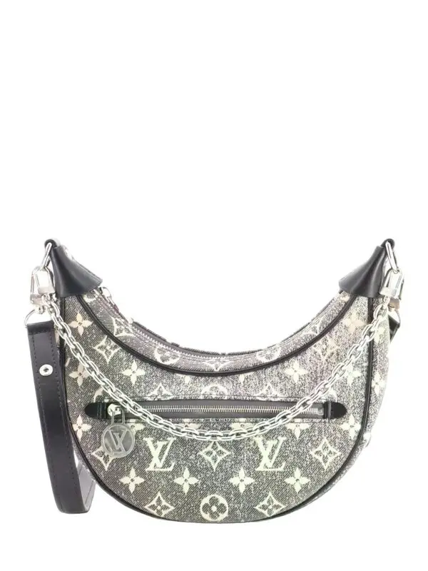 LOUIS VUITTON Loop Handbag Monogram Jacquard Denim Hobo Bag - Grey