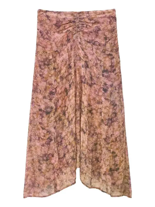 Ba&sh Aimee Floral-print Ruched Midi Skirt - Pink