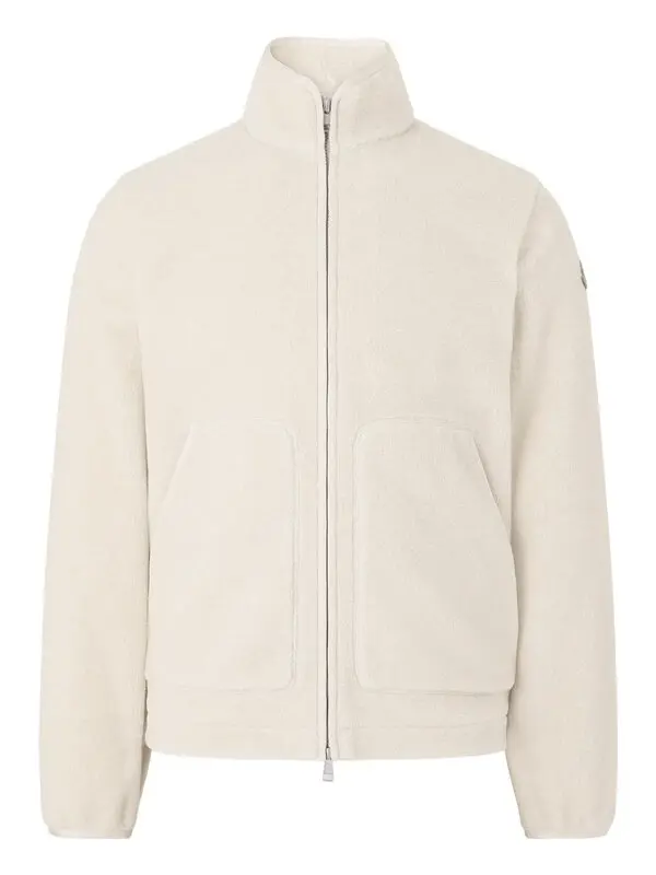 Moncler Logo-appliquéd Zip-up Fleece Jacket - Neutrals