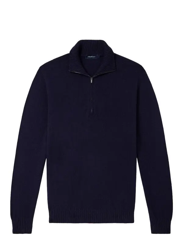 Thom Sweeney Cashmere Half-zip Sweater - Blue