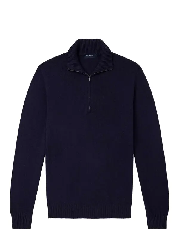 Thom Sweeney Cashmere Half-zip Sweater - Navy
