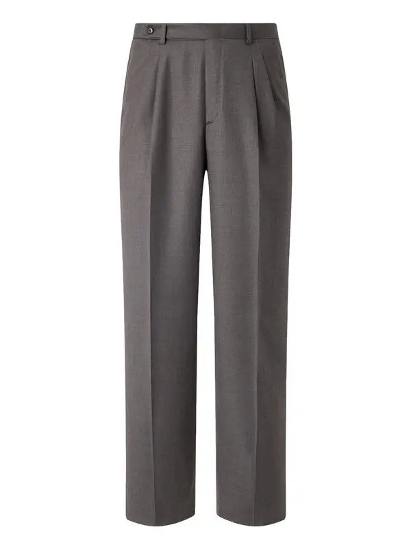 Brioni Capri Wool-gabardine Trousers - Gray