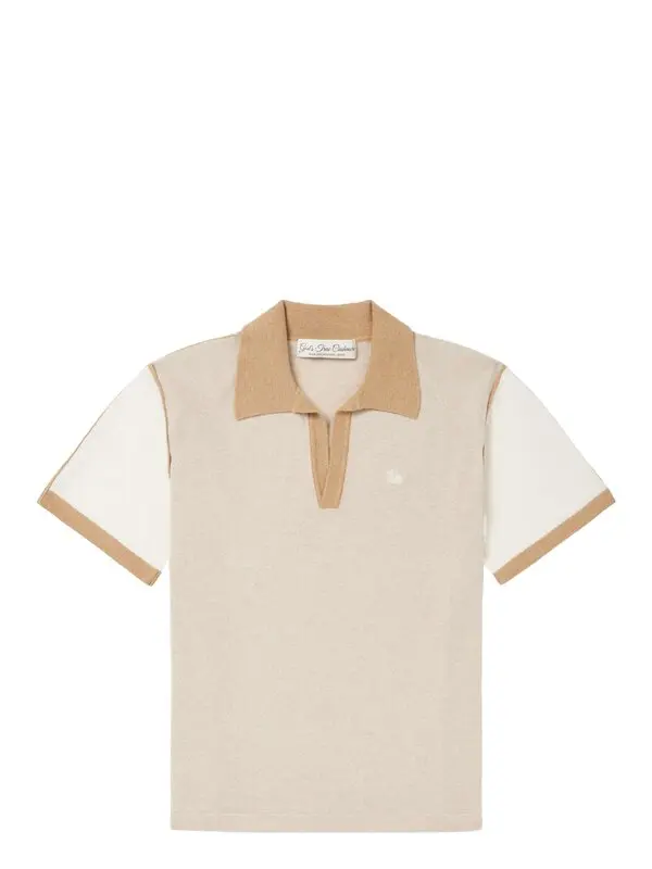 GOD'S TRUE CASHMERE Logo-embroidered Cashmere Polo Shirt - Beige
