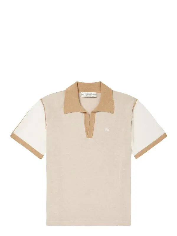 GOD'S TRUE CASHMERE Logo-embroidered Cashmere Polo Shirt - Neutrals