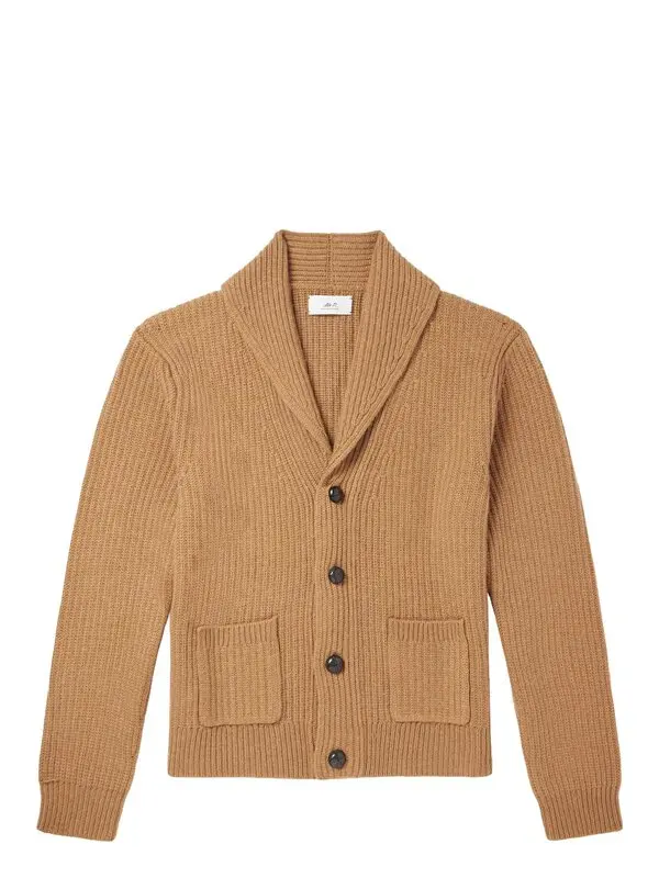 Mr P. Ribbed Wool And Cashmere-blend Cardigan - Brown