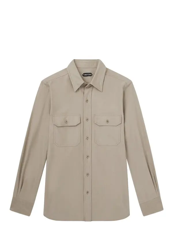TOM FORD Garment-dyed Cotton-moleskin Shirt - Neutrals