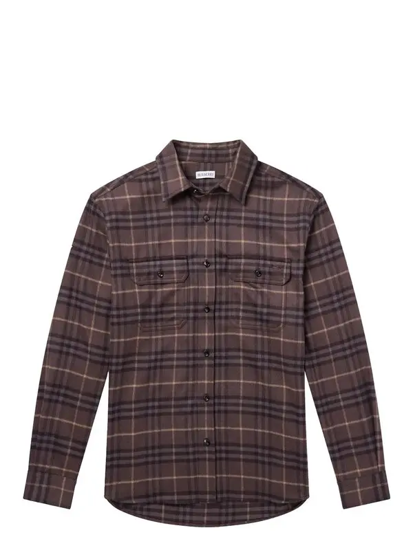 Burberry Checked Wool-twill Flannel Shirt - Brown